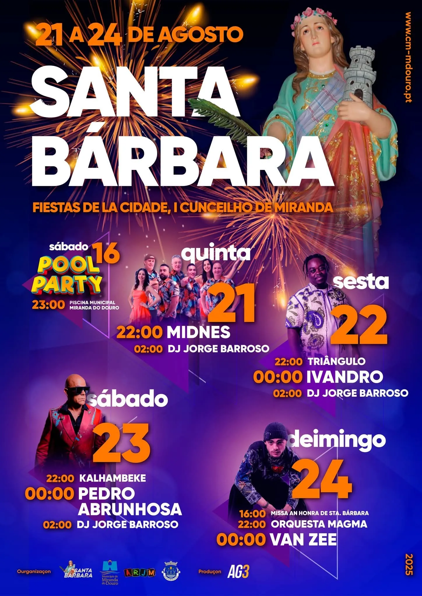 Festas de Santa Bárbara 2025 em Miranda do Douro - Agenda de Concertos