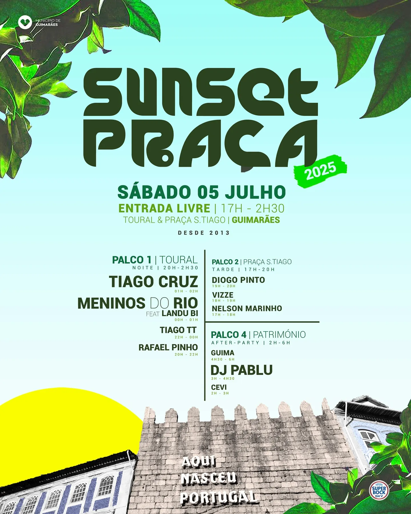 Sunset Praça 2025 em Guimarães - Agenda de Concertos