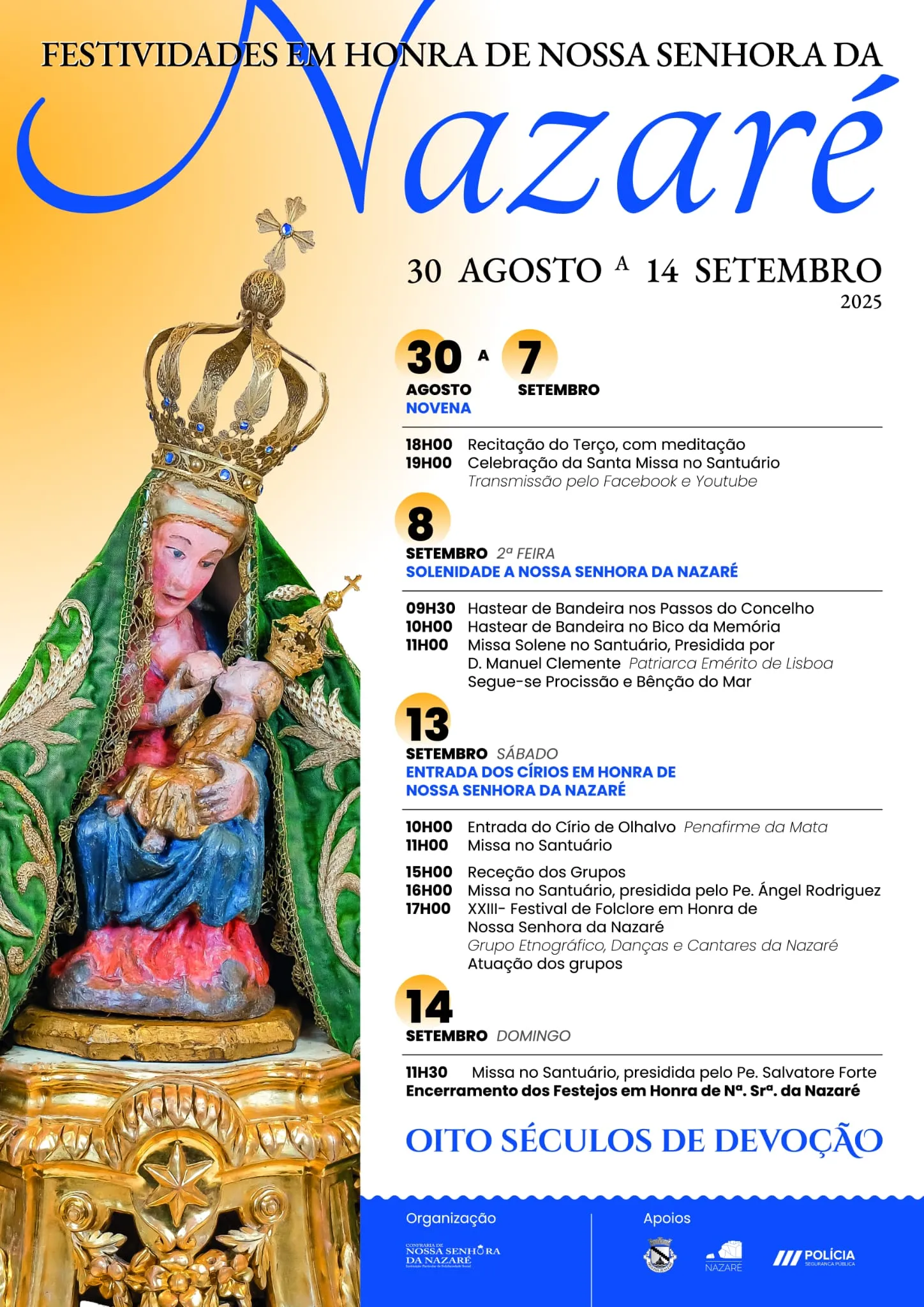 Festas da Senhora da Nazaré 2025 na Nazaré - Agenda de Concertos