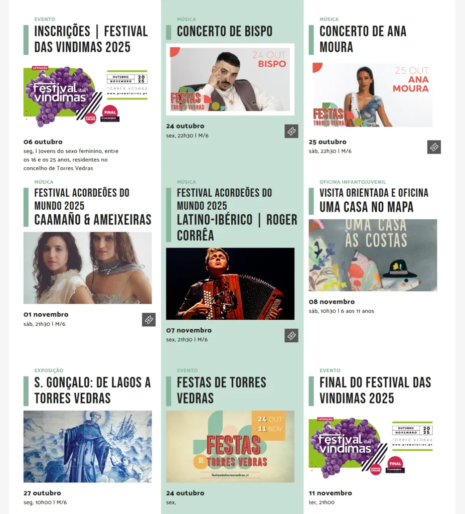 Festas de Torres Vedras 2025 - Agenda de Concertos