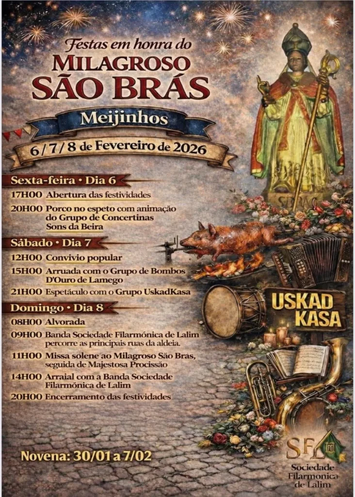 Festas de São Brás 2026 em Meijinhos - Agenda de Concertos