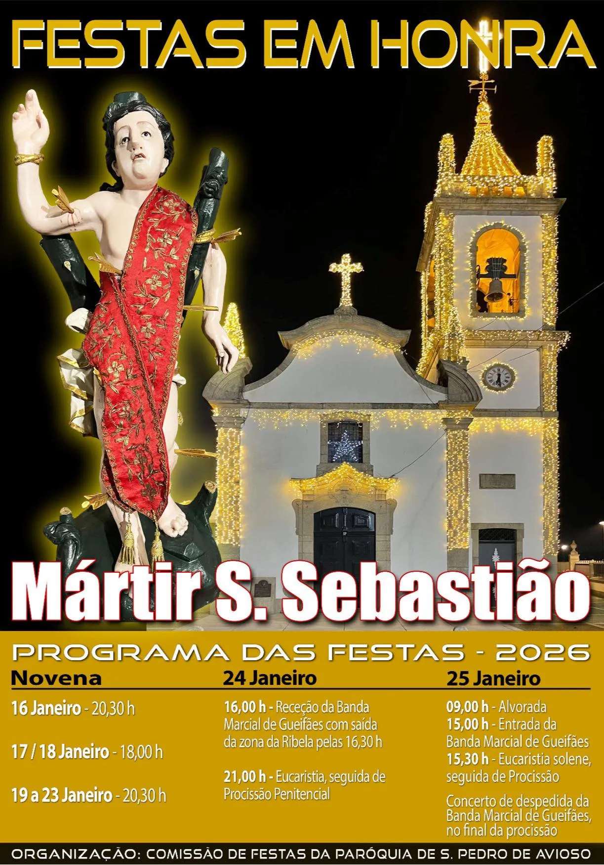 Festa de São Sebastião 2026 em São Pedro de Avioso - Agenda de Concertos