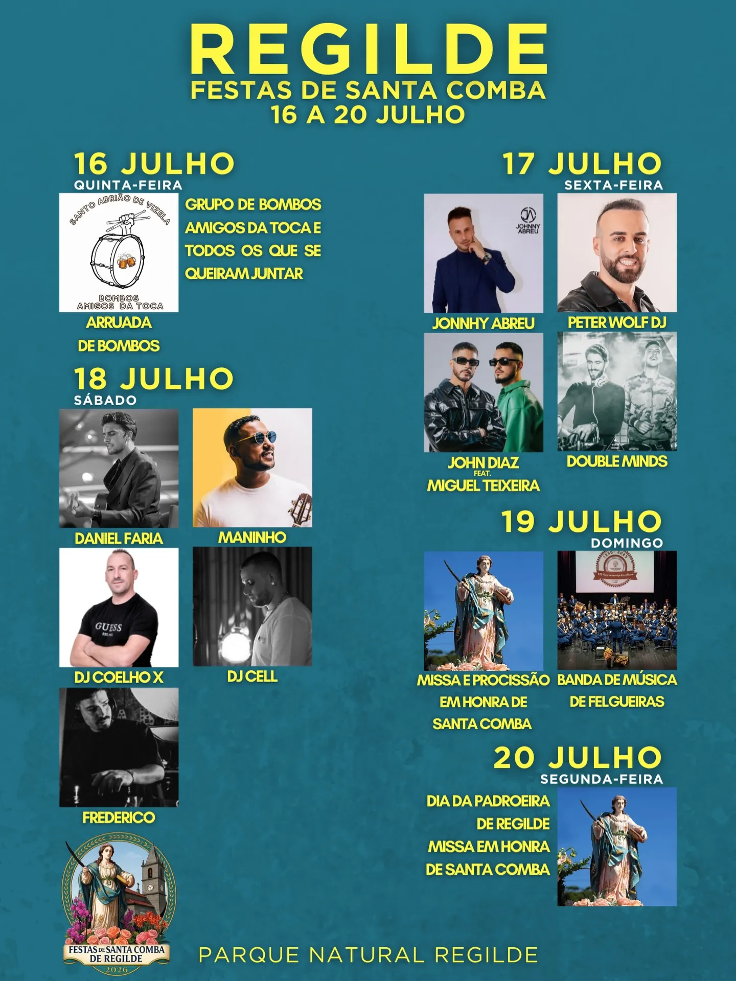 Festas de Regilde (Santa Comba) 2026 - Agenda de Concertos