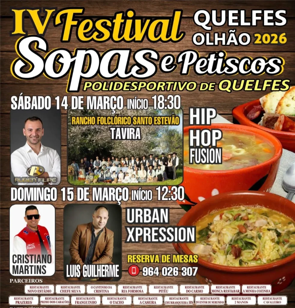 Festival de Sopas 2026 em Quelfes - Agenda de Concertos