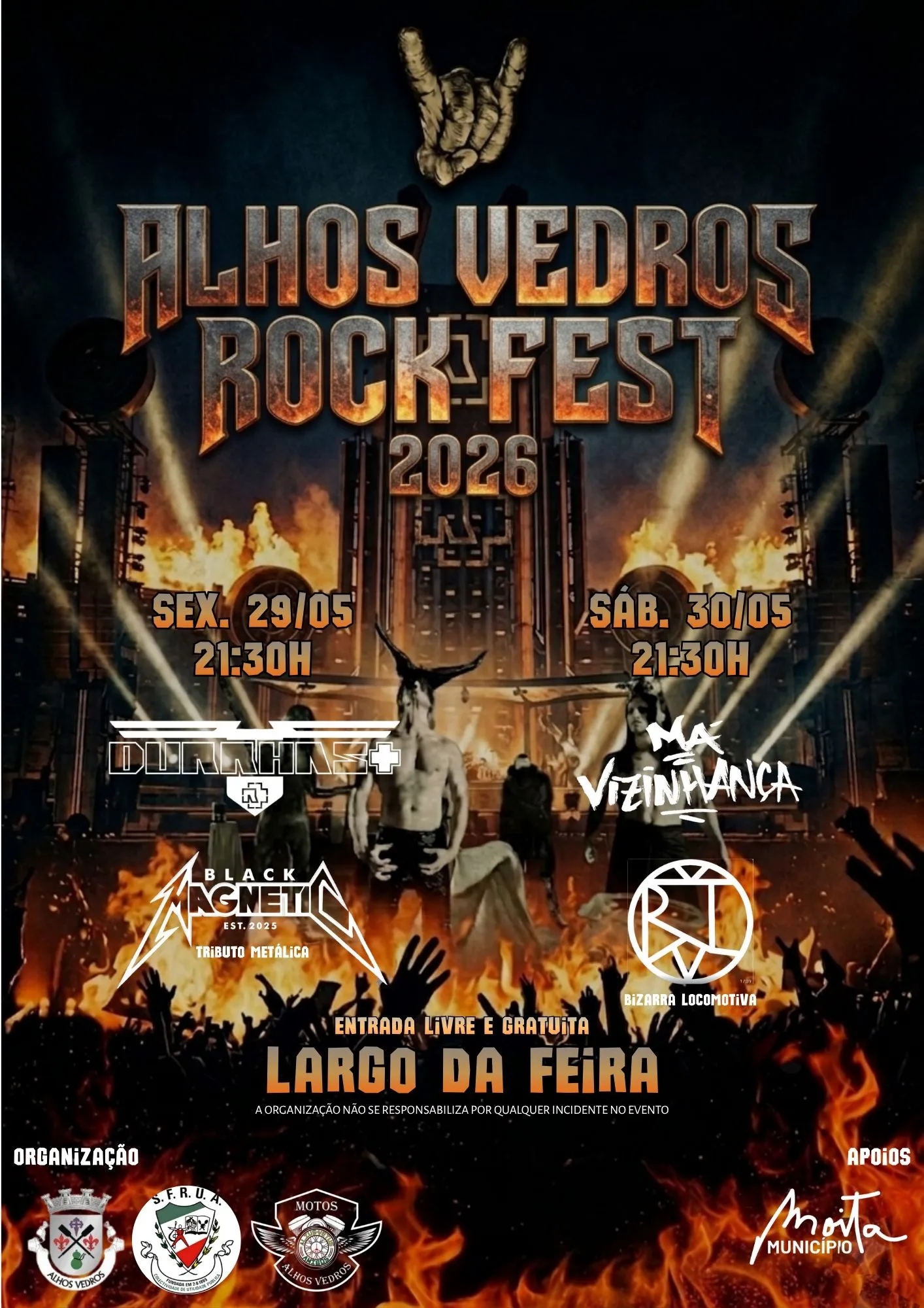 Alhos Vedros Rock Fest 2026 - Agenda de Concertos