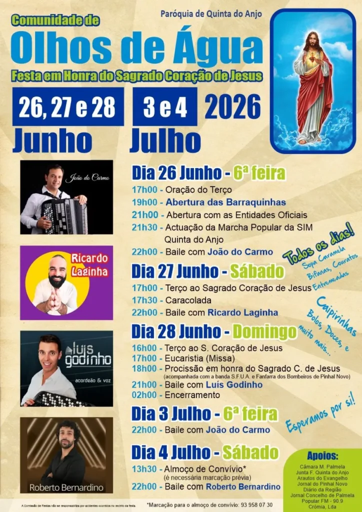 Santos Populares de Sines 2026 - Agenda de Concertos
