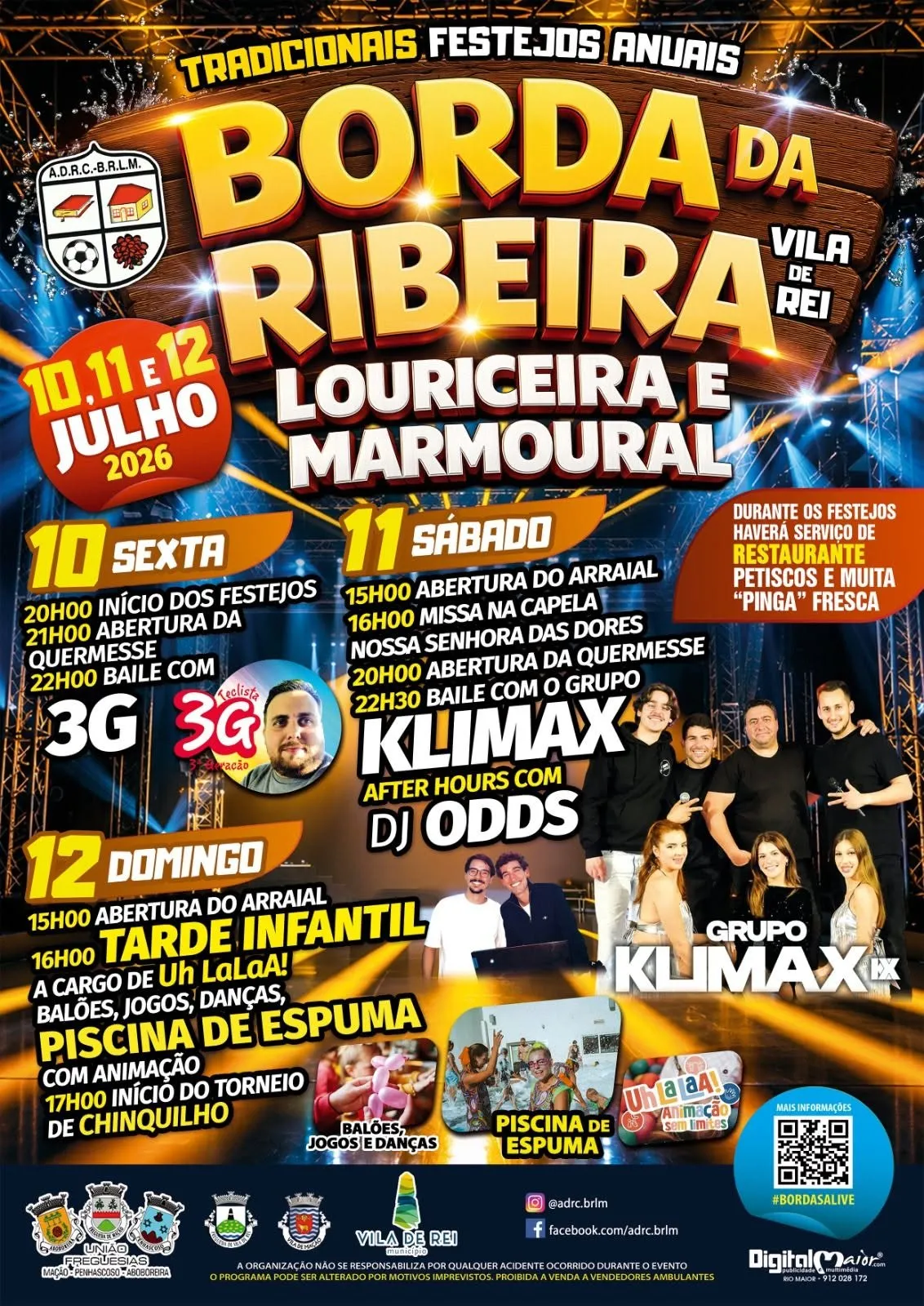 Festas de Borda da Ribeira, Vila de Rei 2026 - Agenda de Concertos