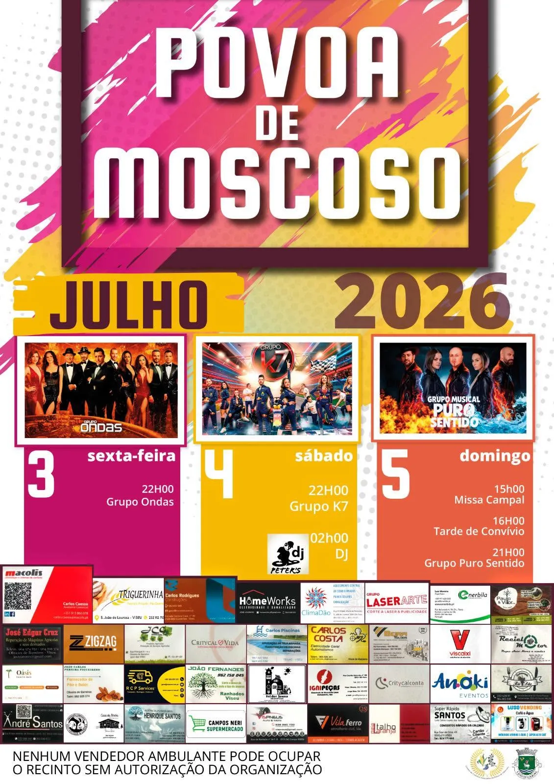 Festas de Póvoa de Moscoso 2026 - Agenda de Concertos