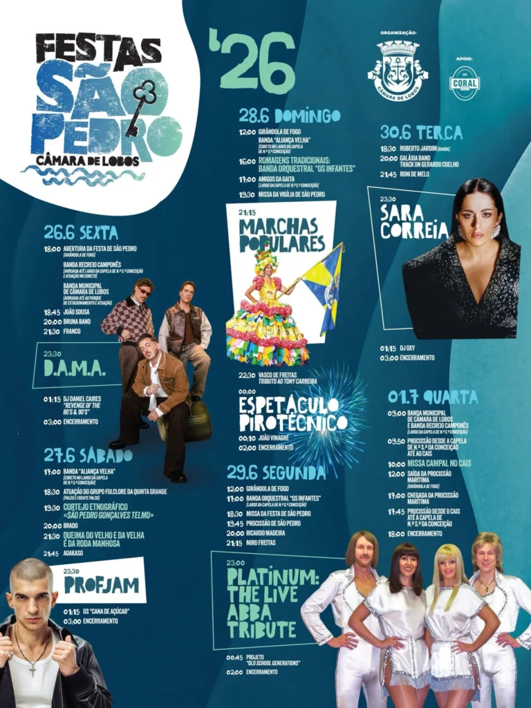 Festas de Câmara de Lobos (São Pedro) 2026 - Agenda de Concertos