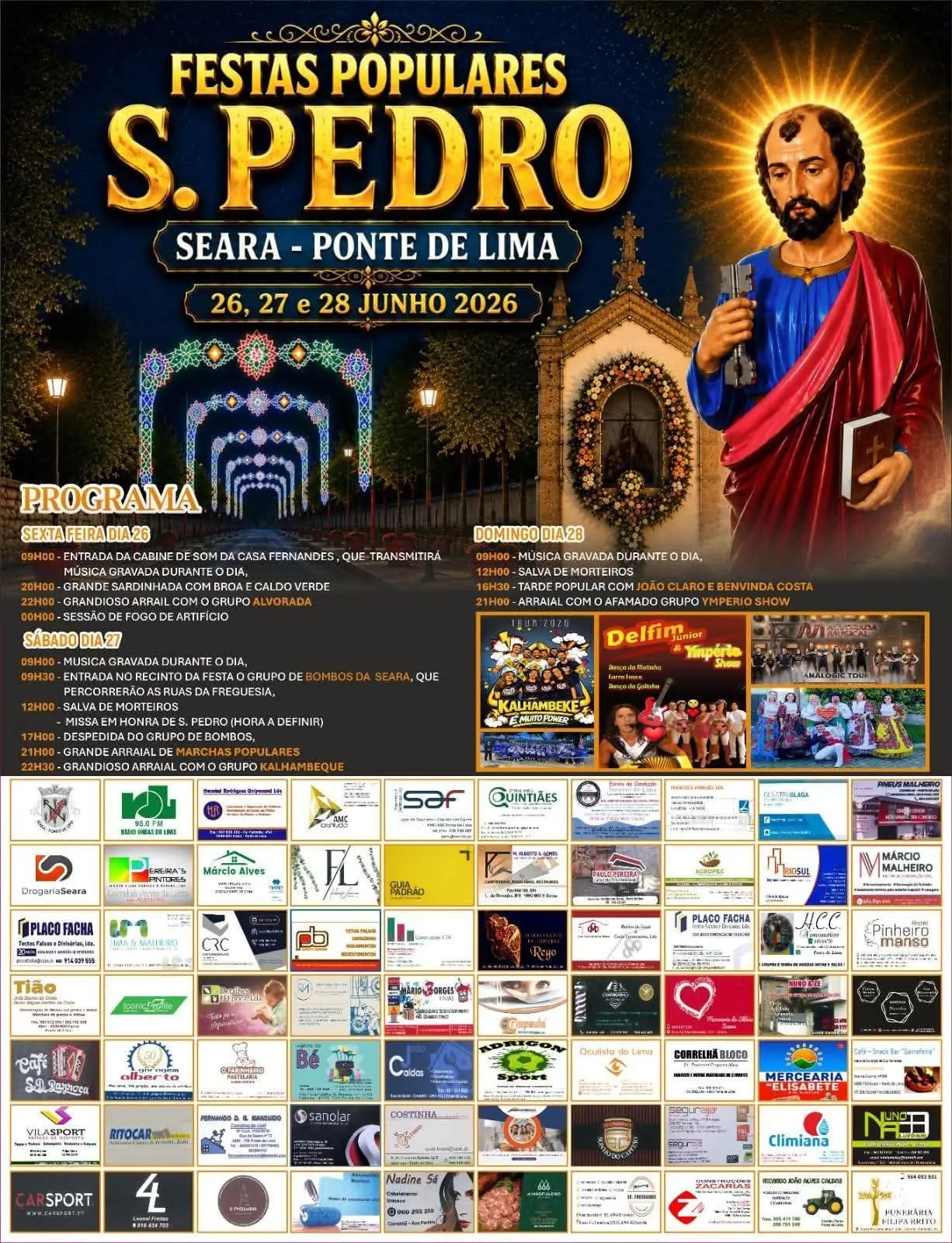 Festas de Seara, Ponte de Lima (São Pedro) 2026 - Agenda de Concertos
